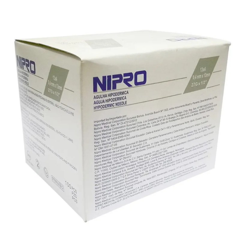 Caja Aguja Hipodérmica 27G x 1/2 -100 Unidades – Medcare