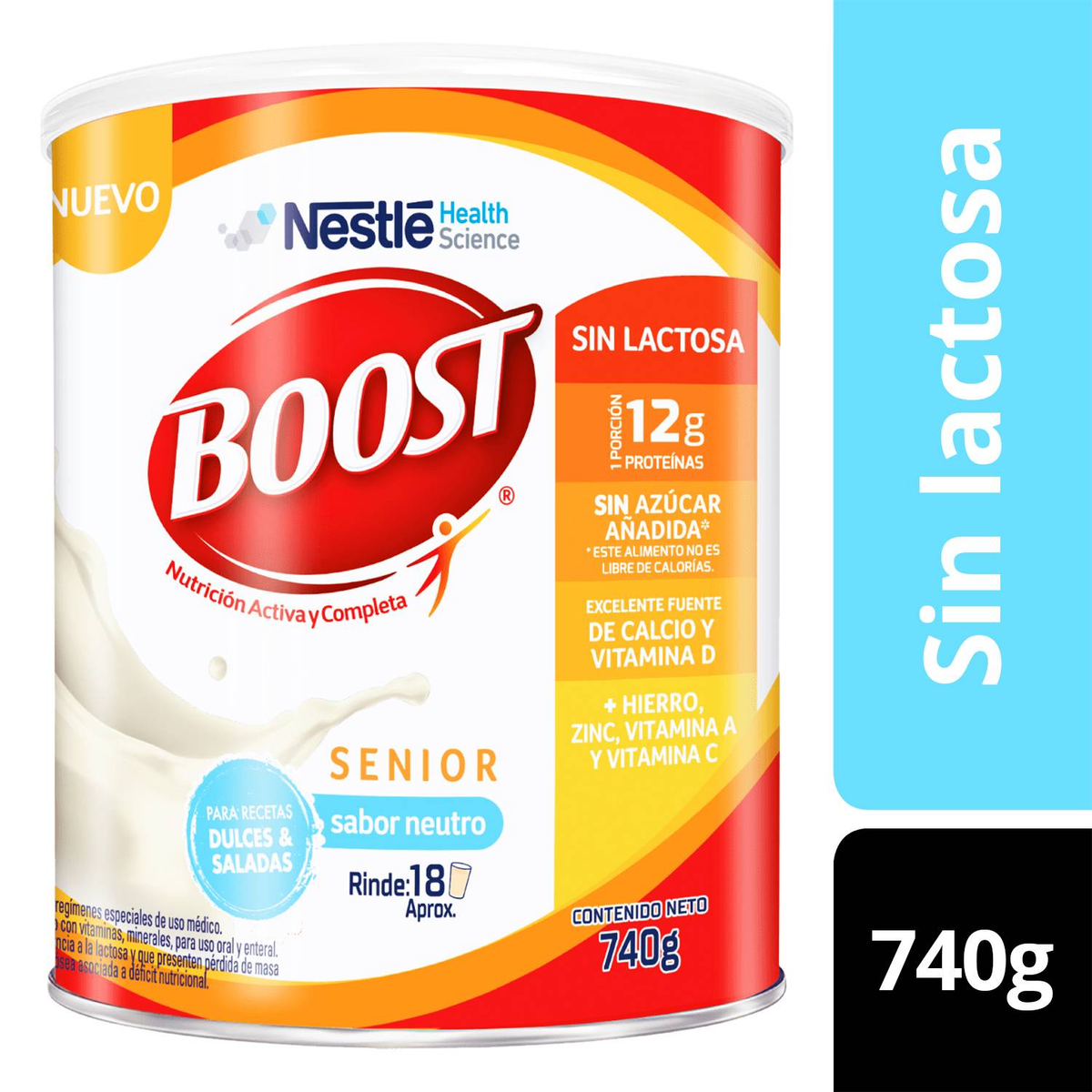 Alimento Boost Senior Sin Lactosa Sabor Neutro 740 g - Medcare